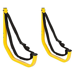 Suspenz Kayak Canoe SUP Storage Hanger for Garage Wall, Indoor Outdoor, Jay Rack Hook, Holds up to 125 lbs, Yellow, (11-0001)