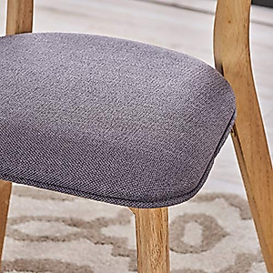 GDFStudio Caleb Mid Century Fabric Dining Chairs with Natural Oak Finish(Set of 2) (Dark Grey)