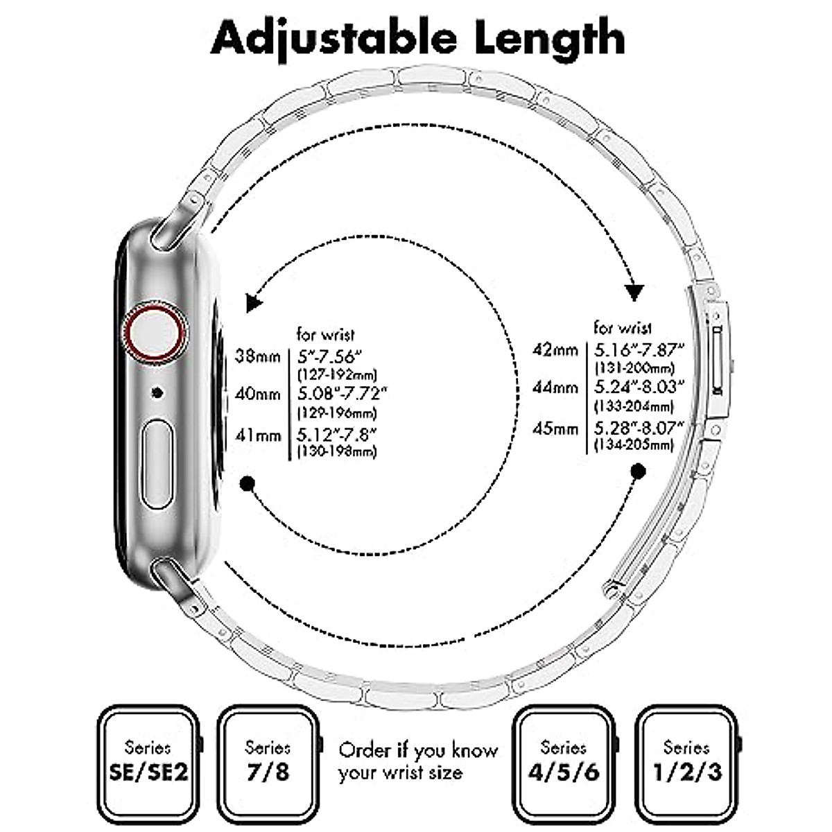 TISIMO for Apple Watch Band 41mm 40mm 38mm 45mm 44mm 42mm Series 9 8 7 6 5 4 3 2 1 SE SE2 Women and Men,Stainless Steel Metal Watchband for iWatch (Sliver)