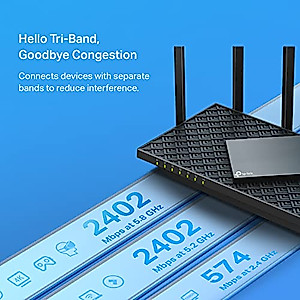 TP-Link AX5400 Tri-Band WiFi 6 Router (Archer AX75)- Gigabit Wireless Internet Router, ax Router for Streaming and Gaming, VPN Router, OneMesh, WPA3 (Renewed)