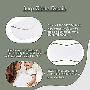 Baby Burp Cloth - 5 Packs Organic Cotton Two Layers Burping Rags, Large Contoured Ultra Soft and Thick Absorbent Towels, Unisex for Boys and Girls, Baby Shower, 19"x9"