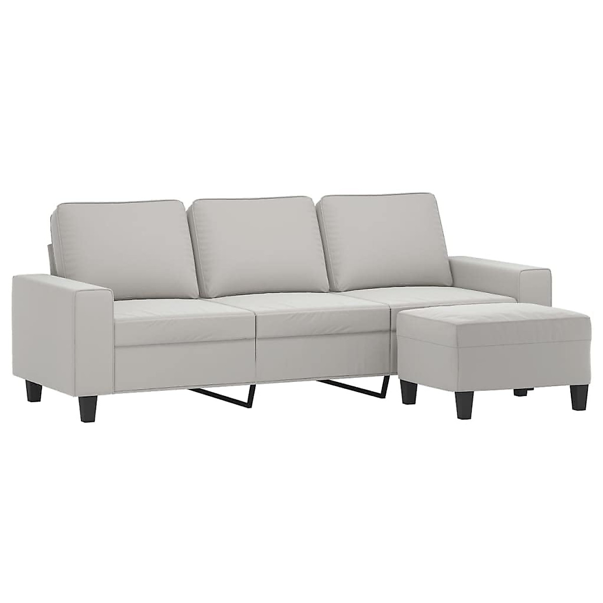 YAFF 3-Seater Sofa with Footstool Light Gray 70.9" Microfiber Fabric