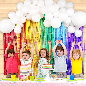 Rainbow Party Backdrop Balloon Arch Kit Decorations Rainbow Cloud Birthday Photo Props Booth Backdrops Rainbow Balloon Garland Fringe Curtains for Wedding Baby Shower Decor Photography Supplies