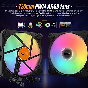 darkFlash 120mm RGB Case Fan, CX6 Addressable ARGB Fan with RGB PWM Fan Hub, High Airflow 5V Motherboard Sync, Ultra Quiet, PWM Static Pressure Fan, High Performance Computer Case Fans, 5 Pack