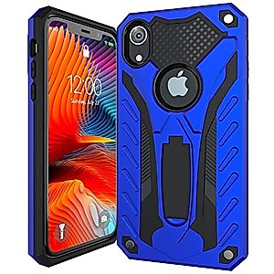 Kitoo Made in USA Defender Designed for iPhone XR Eco-Friendly Case with Kickstand, Military Grade Shockproof 12ft. Drop Tested - Blue