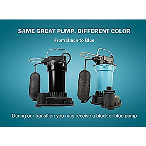 Little Giant 5.5-ASPA 115-Volt, 2100 GPH, 1/4 HP Automatic Aluminum Sump Pump with Snap-Action Float Switch and 10-Ft. Cord, Blue or Black, 505702