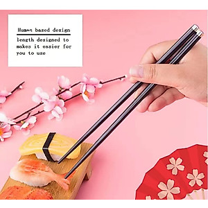 ALCSIX 10 Double food grade glass fiber alloy chopsticks, ergonomic design, anti-slip frosted texture tip is easy to grab food, round Roman column black main design is anti-slip and easy to grasp.