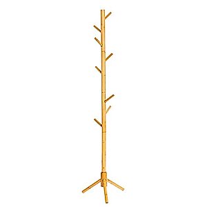 C&AHOME Bamboo Coat Rack Stand with 8 Hooks, Wooden Coat Tree Adjustable Sizes, Entryway Hall Tree Free Standing Coat Hanger Stand for Hat, Bag, Clothes, Jacket, Natural