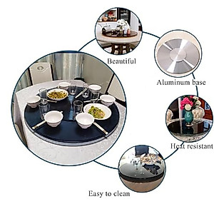 Dining Table Turntable Lazy Susan Rotating Tray, Tempered Glass Turntable Round Dining Table Serving Plate, for Kitchen Party Family Dinners Large Serving Plate ( Color : Gris , Size : 100cm (39inch)