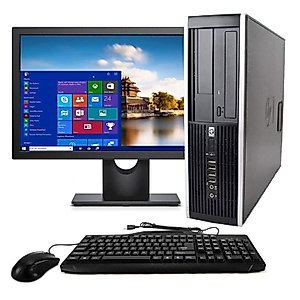 HP Elite Desktop PC Package, Intel Core 2 Duo Processor, 8GB RAM, 250GB Hard Drive, DVD, Keyboard & Mouse, Wi-Fi, Windows 10, 17" LCD Monitor (Renewed)