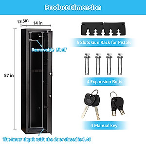 Towallmark Gun Safe for Rifle, Upgraded Quick Access 5-6 Gun Large Rifle Gun Security Cabinet for Rifle Shotgun Firearms with/without Optics with Pistol Lock Box, Removable Storage Shelf