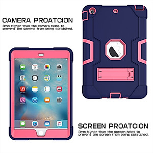 CaseHaven iPad Mini Case (Rugged Kickstand Series, Shockproof, Heavy Duty, Hybrid Three Layer Armor Defender) for iPad Mini 3 - Pink