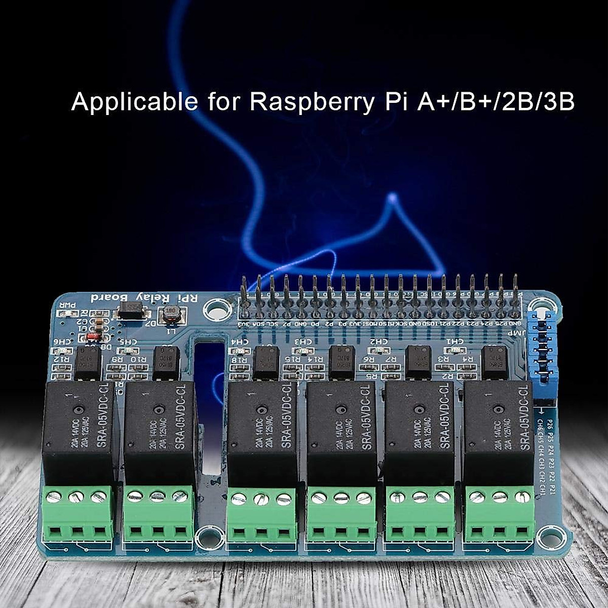 Relay Expansion Board, 6 Channel RPi Relay Module Expansion Board for Pi A+/B+/2B/3B, Optocoupler Module Relay