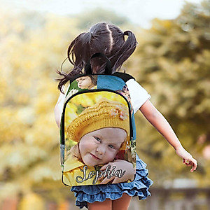 M YESCUSTOM Personalized Casual Backpack with Photos Customized Name Children School Bookbags for Kids Teen Audlt, Knapsack Lightweight Travel Daypack Bag for School College Camping