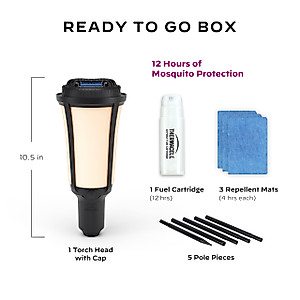 Thermacell Mosquito Repellent Torch; Includes 12-Hour Refill; 15 Foot Zone of Mosquito Protection; Effective Mosquito Repellent for Patio; Bug Spray Alternative; Scent Free