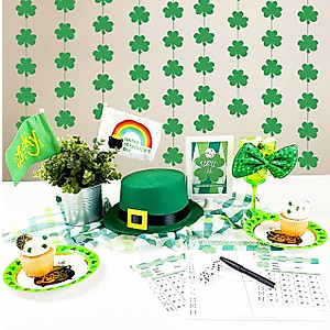 jollylife 12PCS St. Patrick’s Day Shamrock Decorations - Lucky Irish Party Hanging Ornaments Garland Cutouts
