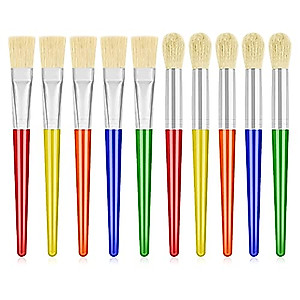 10Pcs Paint Brushes for Kids, Anezus Kids Paint Brushes Toddler Large Chubby Paint Brushes Round and Flat Preschool Paint Brushes for Washable Paint Acrylic Paint