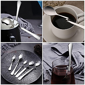 OSALADI 4pcs Espresso Spoon Stainless Steel Jam Honey Spoon Coffee Stir Spoon Milk Mixing Spoons Teaspoon Hanging Cup Dessert Tea Stirring Spoons with Curved Handle