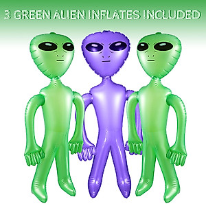 BBTO 3 Pcs Alien Inflates Inflatable Alien Jumbo Alien Blow up Toy for Party Decorations, Halloween, Birthday, Alien Theme Party(35 Inch,Green, Purple)