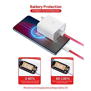 WNIEYO 10Pro/10R/10 80W SuperVooc Charger, Compatible with OnePlus 6T/6 Pro/6/5T/5 Pro, USB-C Fast Charging Cable 3.3FT