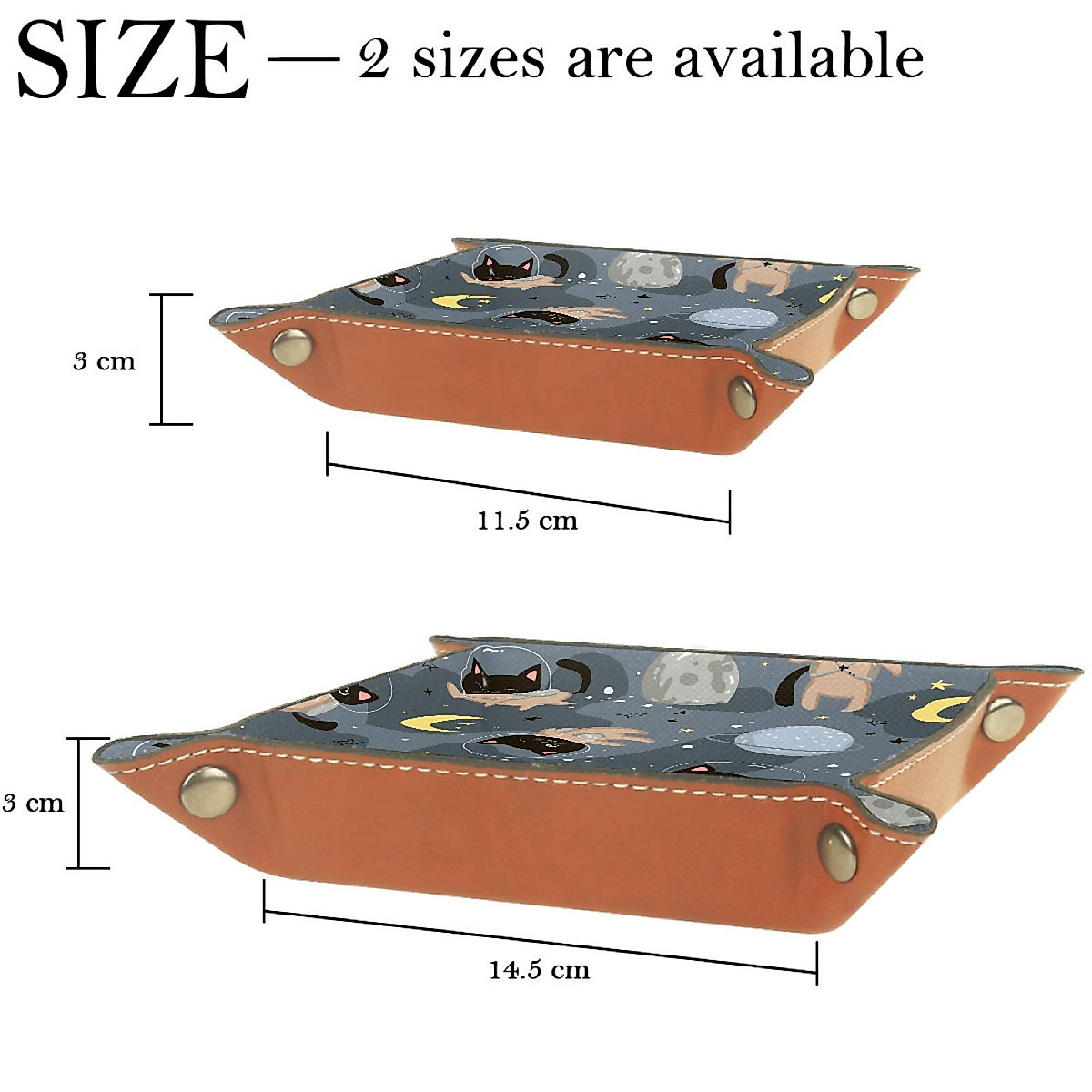 delayer Dice Tray, Folding Tray PU Leather Dice Rolling Tray Holder for RPG Dice Gaming and Other Board Game Table Games,Cute Cats Astronauts Helmets Grey,16x16cm