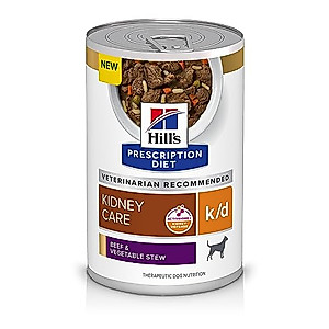 Hill's Prescription Diet k/d Kidney Care Beef & Vegetable Stew Wet Dog Food, Veterinary Diet, 12.5 oz. Cans, 12-Pack