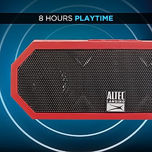 Altec Lansing Jacket H2O 2 - Waterproof Bluetooth Speaker with 3.5mm Aux Port, IP67 Certified & Floats in Water, Compact & Portable Speaker for Travel & Outdoor Use, 8 Hour Playtime,Deep Red