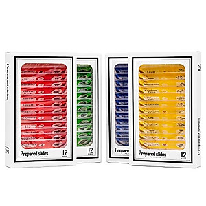 LINKMICRO 48pcs Prepared Plastic Microscopes Slides with 4 Types of Glass Biological Specimen for Kids Students