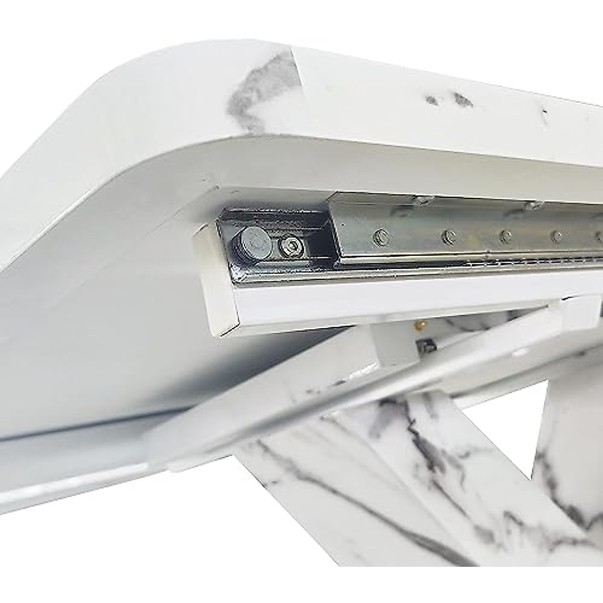 Goderfuu Extendable Marble Dining Table Set for 6 - Modern Dining Table with White X-Shaped Base and Faux Marble Top, 63 inch Rectangular Dining Table, Kitchen Table Dinner Table Dining Room Table