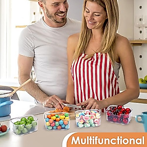 Wuoerr Snack Box Container, Portable Snack Box Container, Divided Serving Tray with Lid and Snackle Box, Clear Organizer for Veggie, Tray, Candy, Fruits, Nuts, Snacks (4 Compartments)