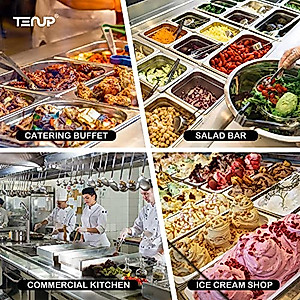 TENUP 6 Pack Anti-Jam Hotel Pans, 1/3 Size 6 Inch Deep, NSF, Commercial 18/8 Stainless Steel Pan，Steam Table Pan, Catering Food Pan
