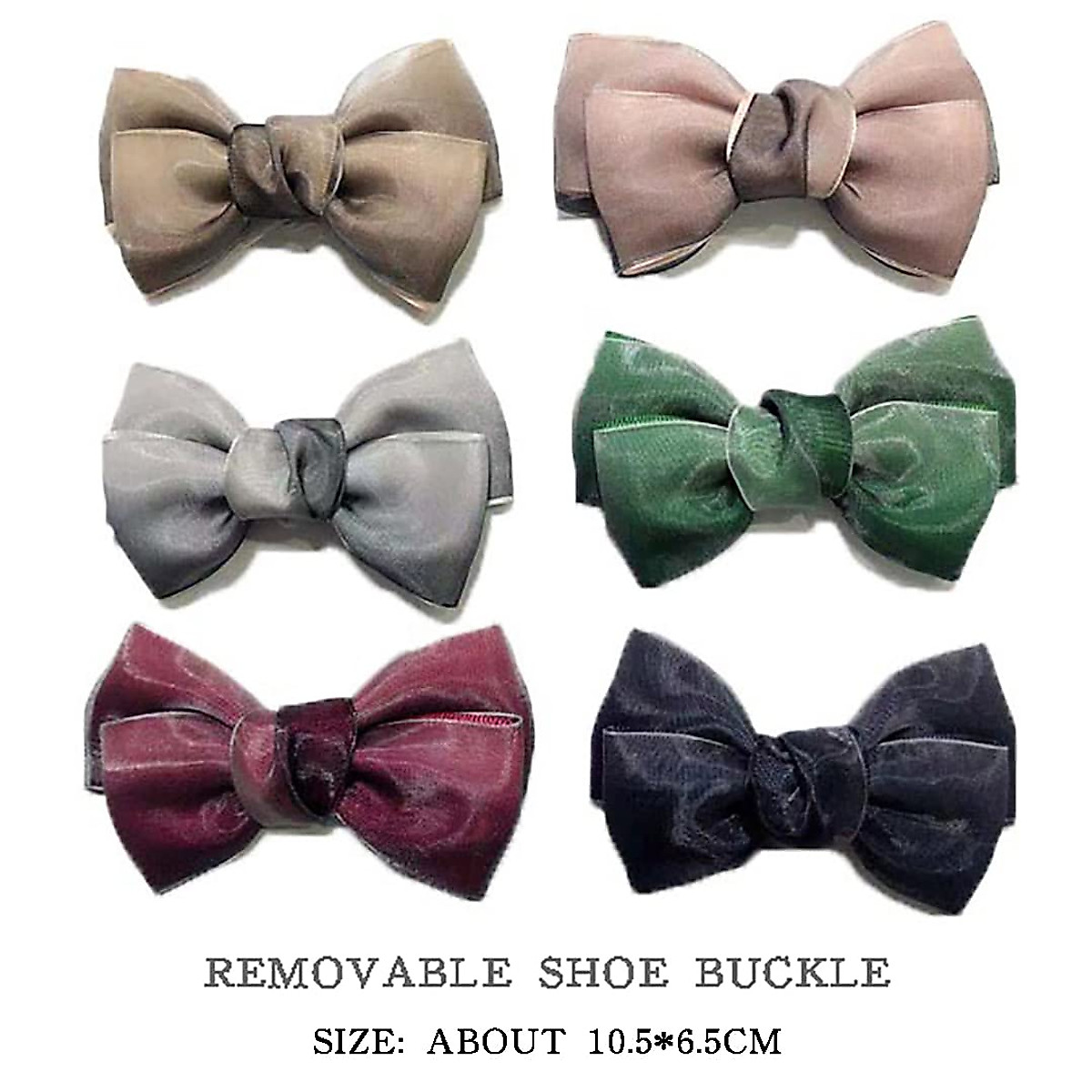 2 Pcs Yarn Velvet Bow Shoe Buckles Detachable Plush Fabric Shoe Clips Flats High Heel Pumps Charms Decoration for Women Girls Green