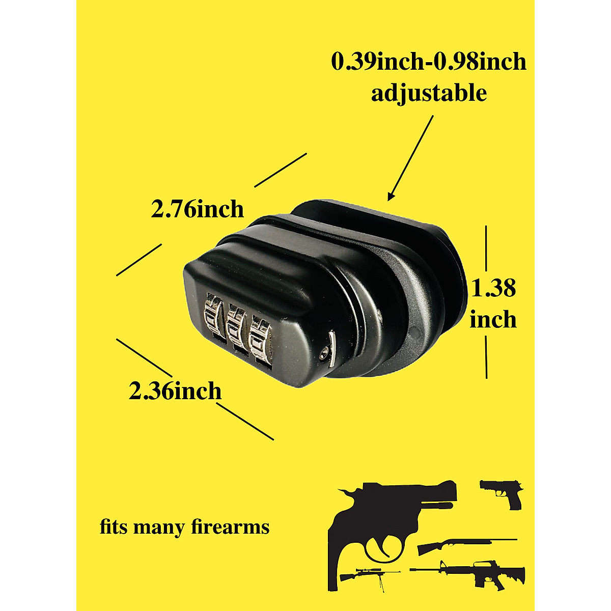 Lockforall Gun Trigger Lock, 3 Digit Set Own Combination Lock Password- Universal Fits with BB Gun Firearms Shotgun, Handgun, Pistol. (Black*10 Pack)