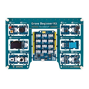 seeed studio Grove Beginner Kit for Arduino, Arduino Starter Kit All-in-one for STEAM Teaching, Arduino UNO Compatible Board with 10 Sensors and 12 Projects with Free Course.