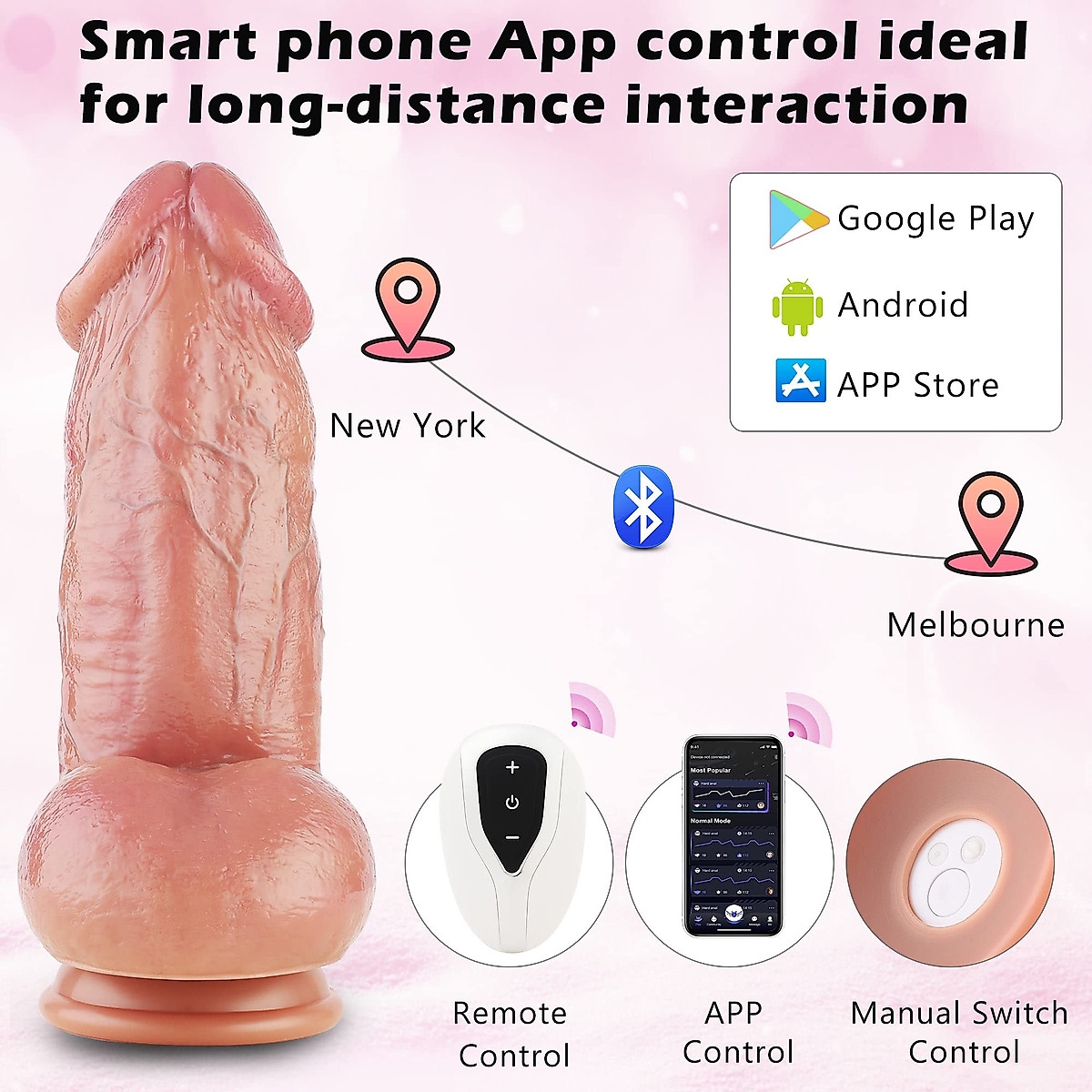 Huge Thick Realistic Monster Dildo, Large APP Control Vibrating Dildo for Women, Giant Horse Dildo, Big Fat Alien Soft Animal Fatansy Silicone Wide Dildos, Massive Vibrator Adult Sex Toys