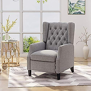 Christopher Knight Home Diana Wingback Recliner, Gray + Dark Brown