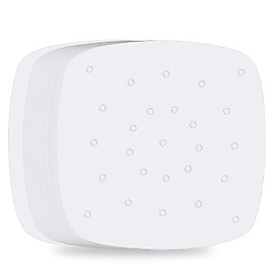 Air Fryer Disposable Paper Liners,Set of 100，8.5 inch Square Air Fryer Paper,Premium Perforated Parchment Steaming Papers,Non-stick Steamer Mat,Baking,Cooking,Steaming