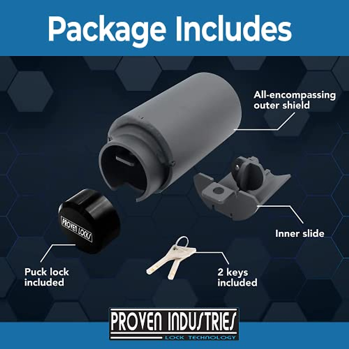 Proven Industries Model 2516-B Trailer Lock, Fits 2 5/16-Inch Bulldog or Ram Trailer Couplers, Made in The USA, (Black)