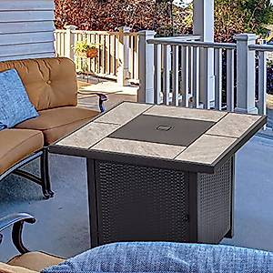 BALI OUTDOORS 32-Inch Outdoor Propane Gas Fire Pit Table, 50,000BTU FirePit, Brown