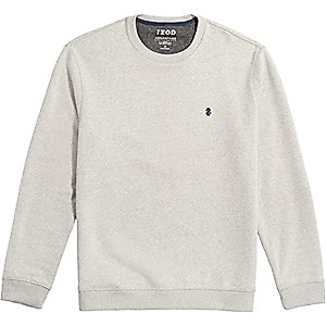 IZOD Men's Advantage Performance Crewneck Fleece Pullover Sweatshirt, Light Grey Heather Solid, Medium