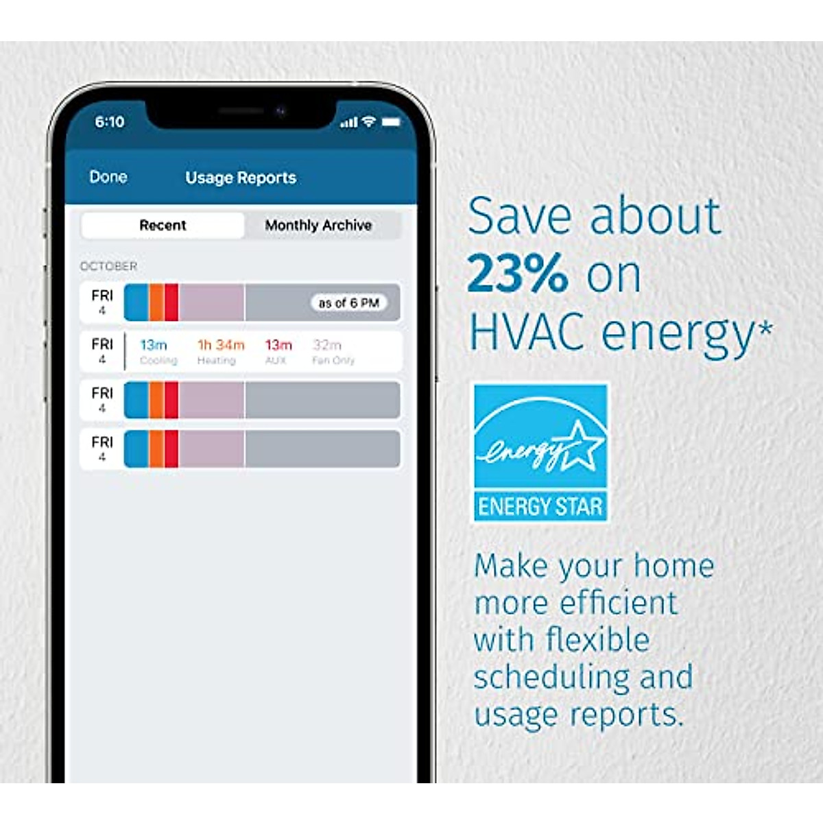 Sensi Touch 2 Black Smart Thermostat by Emerson with Touchscreen Color Display, Programmable, Wi-Fi, Mobile App, Easy DIY, Data Privacy, Works with Alexa, Energy Star Certified, ST76, C-Wire Required
