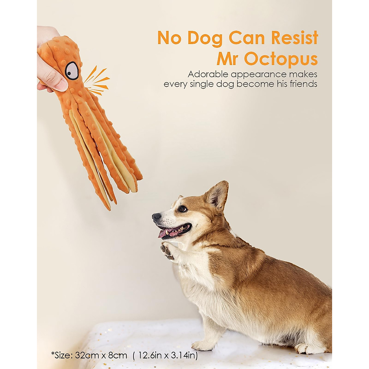 HGB Squeaky Dog Toys, Octopus No Stuffing Crinkle Plush Dog Toys to Keep Them Busy, Interactive Dog Chew Toys for Puppy Teething, Large Dog Toys for Large Medium Small Breeds, Pet Toys, 2 Pack