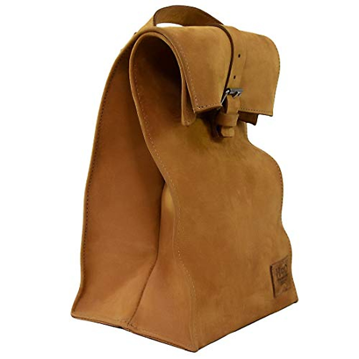 Hide & Drink, Insulated Lunch Bag with Grip Handmade from Full Grain Leather - Old Tobacco