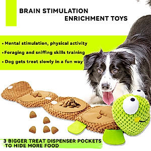 Dog Puzzle Toys - Dog Enrichment Squeaky Snuffle Treat Hiding Dispenser Toy Crinkle Chew Plush No Stuffing Durable Stuffed Toys for Boredom Dogs,Dog Toys for Medium Small Large Dog Puppy Doggy,Turtle