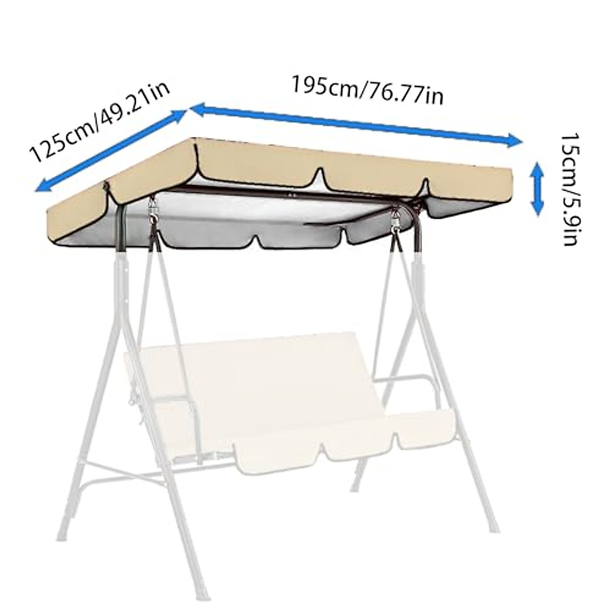 Patio Swing Canopy Replacement, 420D All Weather Protection Deluxe Waterproof UV, Outdoor Swing Canopy Replacement