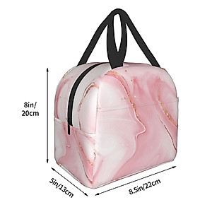 Senheol Pink Marble Lunch Box, Insulation Lunch Bag for Women Men, Reusable Lunch Tote Bags Perfect for Office Camping Hiking Picnic Beach Travel