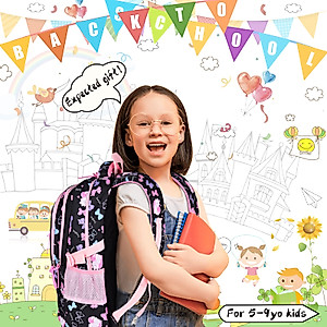 Bergmoer Backpack for Girls Boys with Lunch Box, 15.4 Inch Lightweight Backpack for School, Elementary School Bags, 3 in 1 Bookbag Set Waterproof Backpacks Camping Childrens Backpack