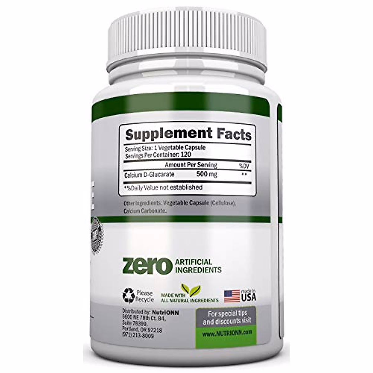 Calcium D-Glucarate - 500mg - 120 Vegetable Capsules - Superior Potency to Support Liver Detoxification, Estrogen Metabolism & Hormonal Balance - Helps with Prostate, Breast & Colon Health