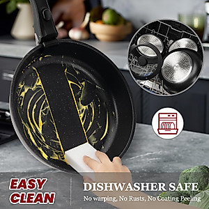 KIKCOIN 20 Pcs Pots and Pans Set Non Stick, Detachable Handle Cookware Sets Nonstick, Non Toxic Induction RV Kitchen Cooking Set with Removable Handles, Dishwasher/Oven Safe, Easy Clean (Black)