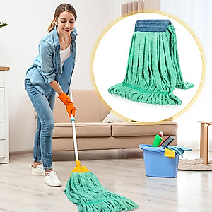 Lallisa 4 Pcs Commercial Mop Head Replacement Tube Microfiber Mop Heads for Floor Cleaning Industrial Mop Heads Looped End Wet Mop Head Refill for Home Commercial Industrial Use (Green,Large)